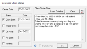 Entering Insurance Claim Status Notes | The Dentrix Blog