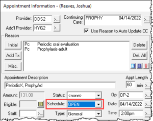 What does OPEN mean in the Appointment Book? | The Dentrix Blog